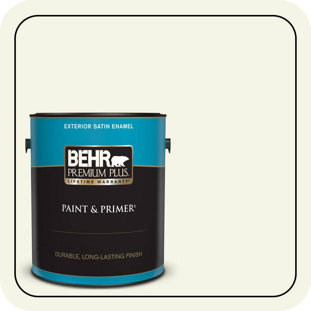 BEHR PREMIUM PLUS 1 gal. #GR-W04 Precious Dewdrop Satin Enamel Exterior ...