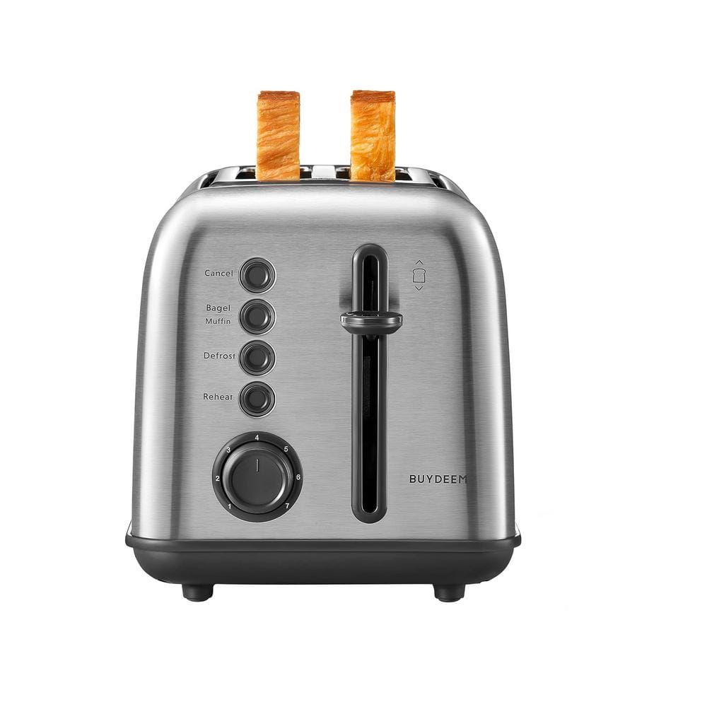BUYDEEM 2-Slice Cozy Sliver Extra-Wide Slot Toaster with Removal Crumb ...