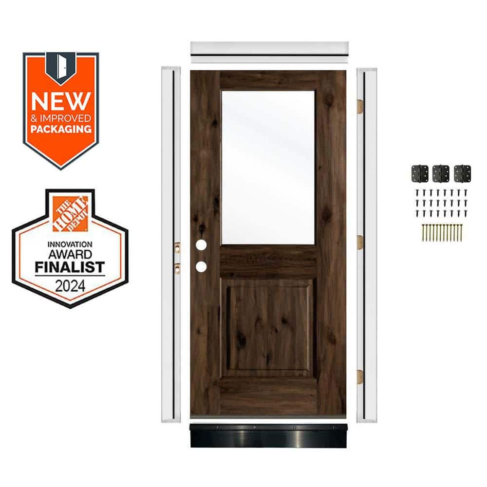 Krosswood Doors 32in.x80in. Modern RH Half Clear Glass Black Stain ...