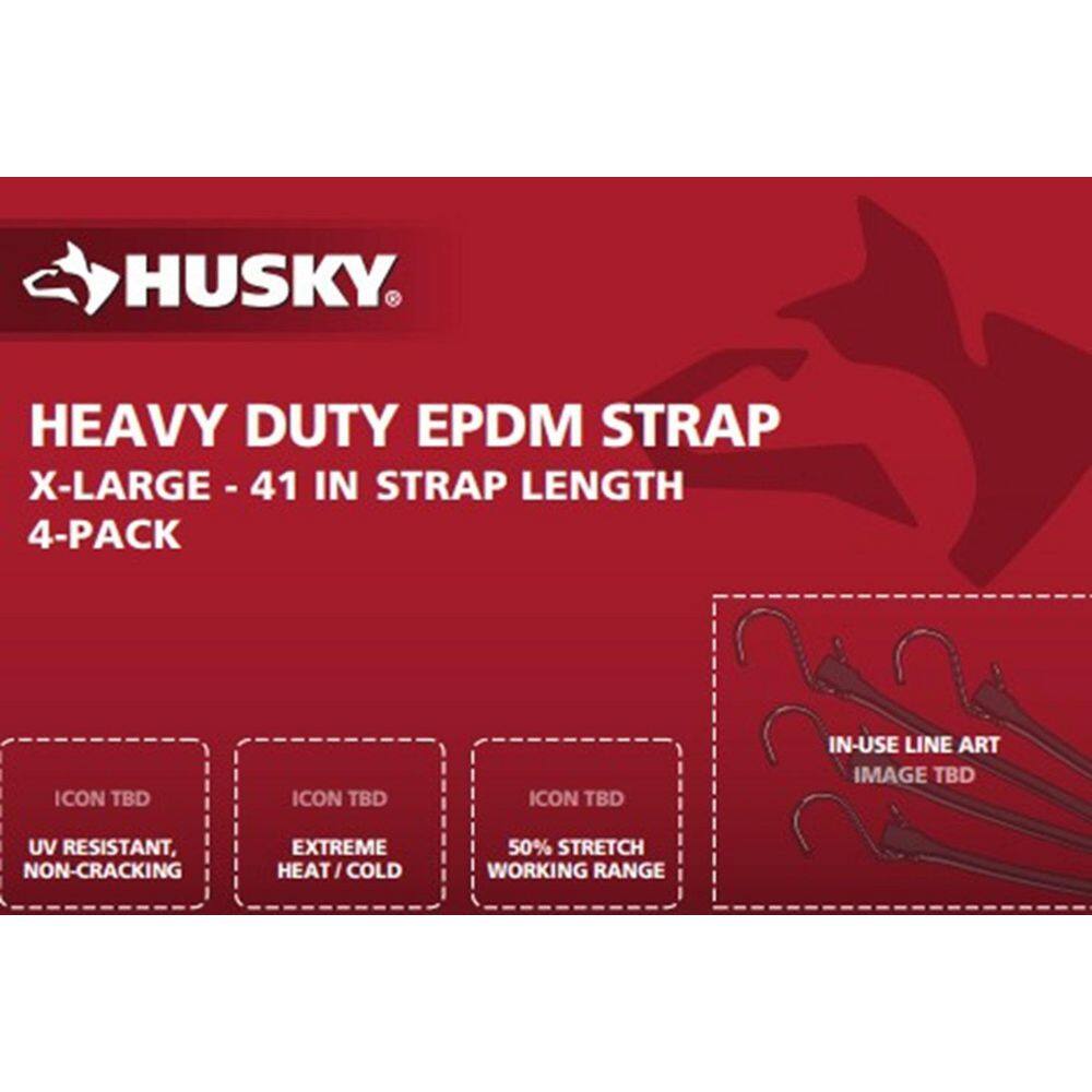 Husky 41 in Heavy Duty EPDM Tarp Strap, 4 Pack 56234 - The Home Depot