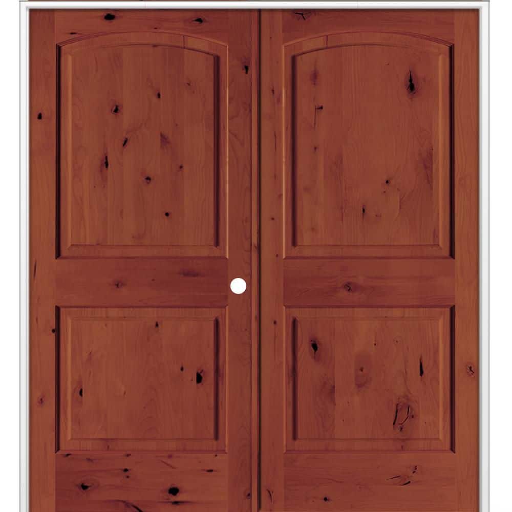 Krosswood Doors 56 in. x 80 in. Rustic 2-Panel Arch Top Left Active ...