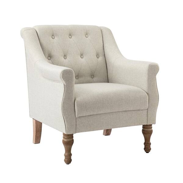 Jayden Creation Beato Oatmeal Armchair With Turned Legs Chwh0600 Otm