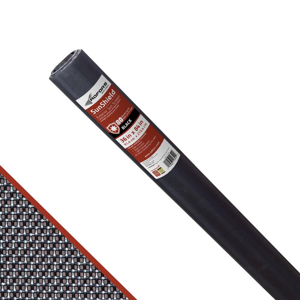 Saint-Gobain ADFORS 36 in. x 84 in. Black Polyester Sunshield 80 Solar ...