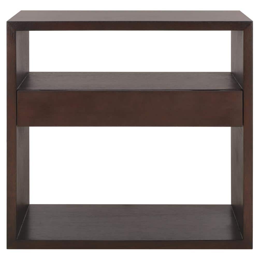 SAFAVIEH Munson 15 in. Dark Oak Rectangle Wood Console Table with ...