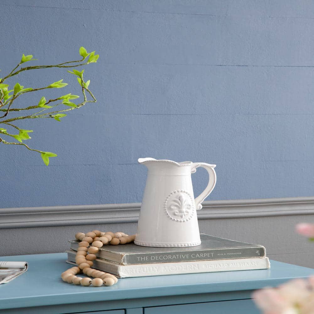 Striking Look White Finish Glossy Shine Pitcher, for Serve Drinks or As ...