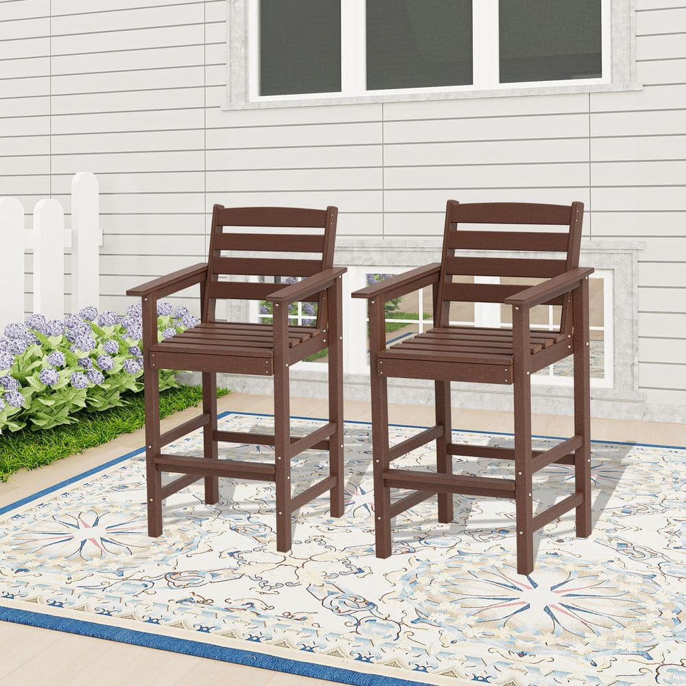 Liviza Patio HDPE Adirondack Chairs, Brown (Set of 2) TDS12059BN - The ...