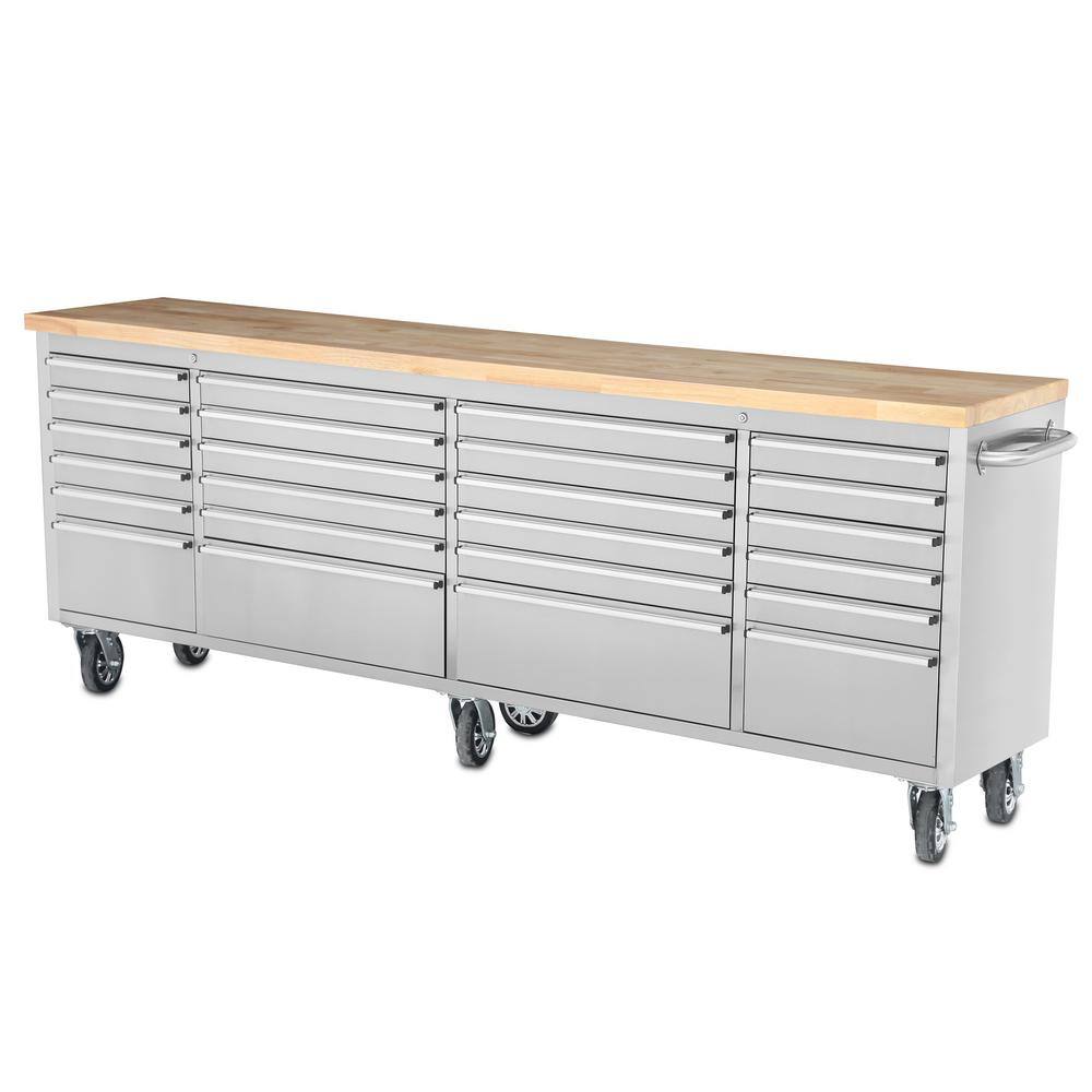 Thor 96 in. 24-Drawer Mobile Workbench in Stainless Steel-HTC9624W ...
