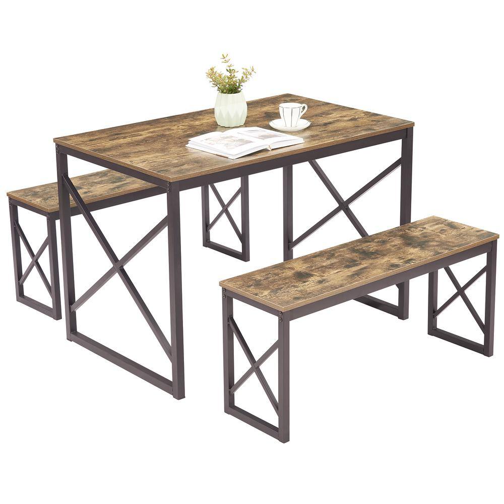 VECELO Dining Table Set for 4, 43.3 in. Rectangle Dinner Breakfast ...