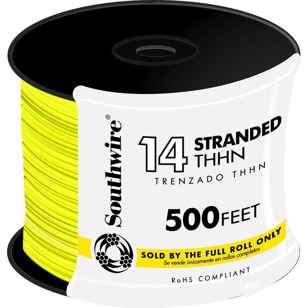 Southwire 500 ft. 14-Gauge Stranded Yellow THHN Wire 22960901 - The ...