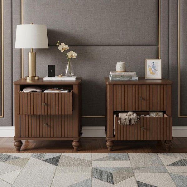 CHRISTOPHER KNIGHT HOME Adeline Modern Walnut 2-Drawer 21.6 in. W ...