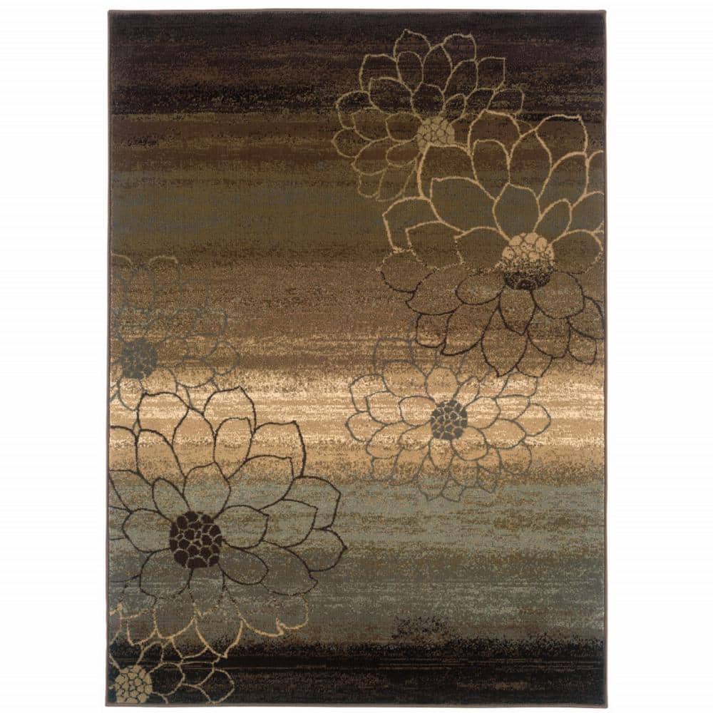 HomeRoots Brown and Black 2 ft. x 3 ft. Floral Area Rug 2000509008 ...