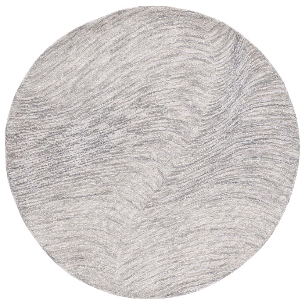 SAFAVIEH Trace Gray/Ivory 6 ft. x 6 ft. Abstract Round Area Rug TRC901F ...