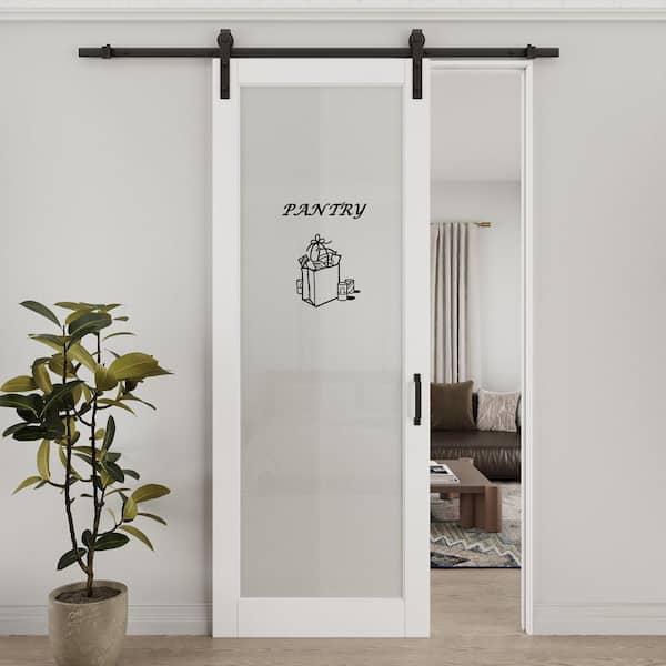 ARK DESIGN 24 in. x 80 in. 1-Lite Frosted Glass Black Primed MDF ...