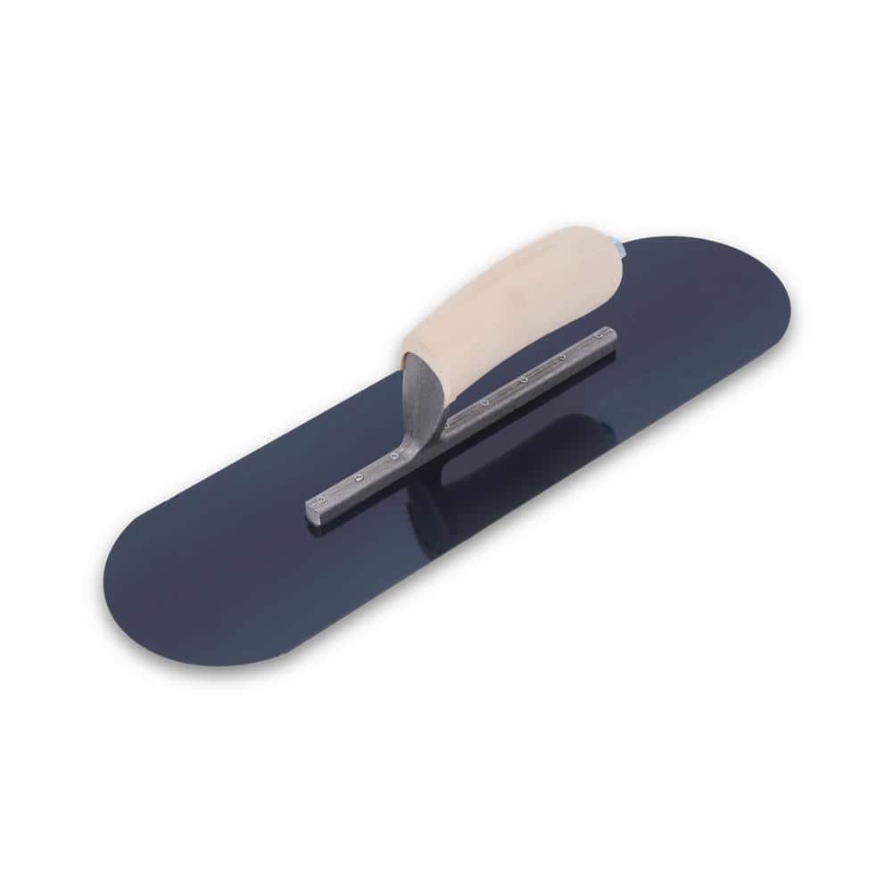 MARSHALLTOWN 18 in. x 5 in. Blue Steel Pool Trowel-Wood Handle PT185B ...