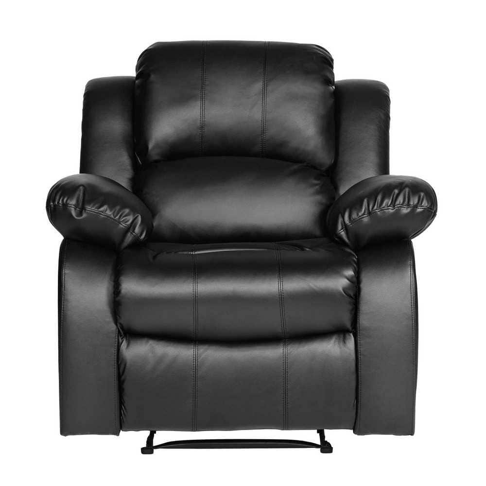 EVERGLADE HOME Bianca Black Faux Leather Upholstered Reclining Chair LX ...