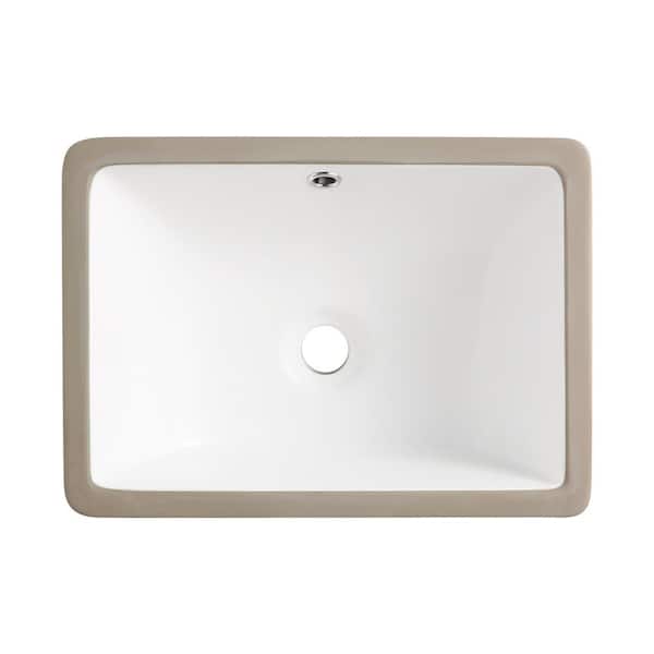 Boosicavelly 18 in. Undermount Rectangular Bathroom Sink in White ...