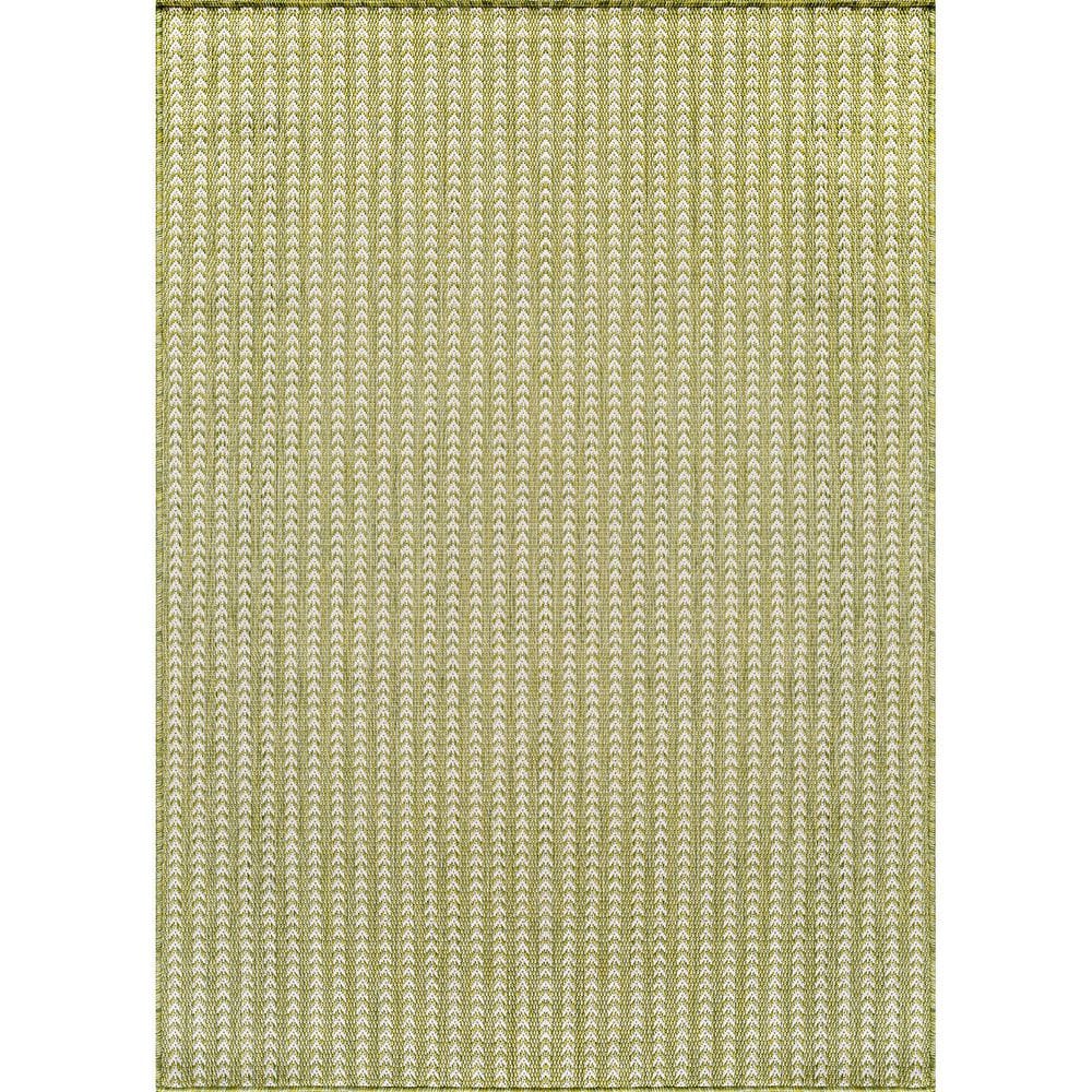 Beverly Rug Arrow Olive 10 ft. x 14 ft. Chevron Striped Washable Indoor ...