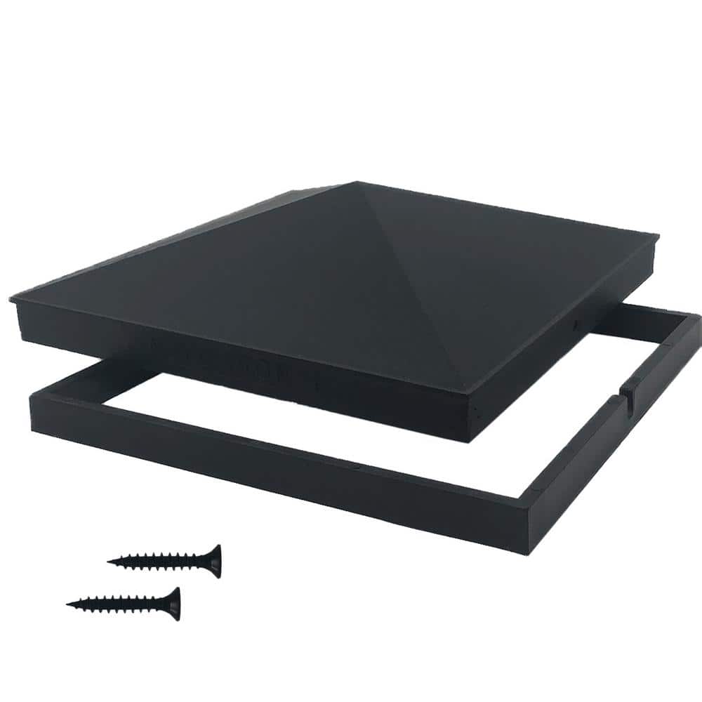 NUVO IRON 8 in. x 8 in. Black Aluminum Ornamental Pyramid Post Cap (12 ...