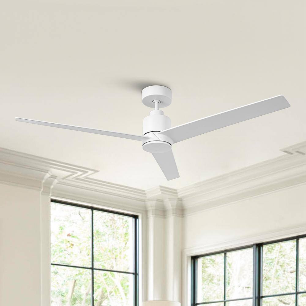 Parrot Uncle 54 in. Indoor Modern Satin White Downrod DC Motor Ceiling ...