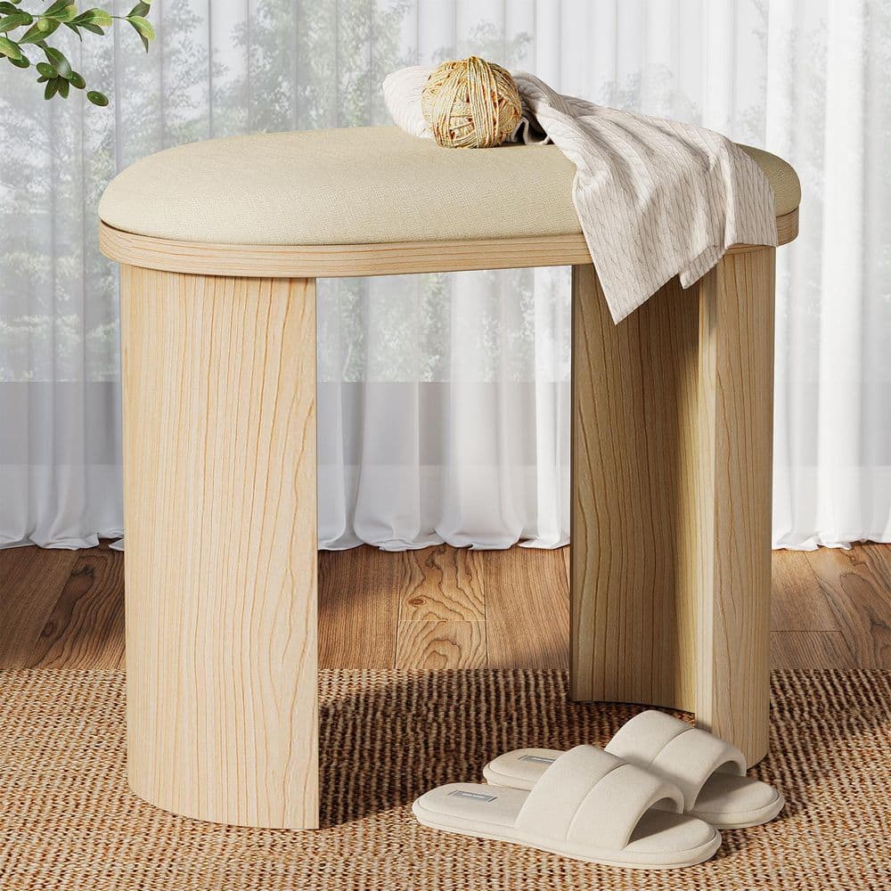 BYBLIGHT 1-Piece Brown Makeup Vanity Stool Chair with Cushion and ...