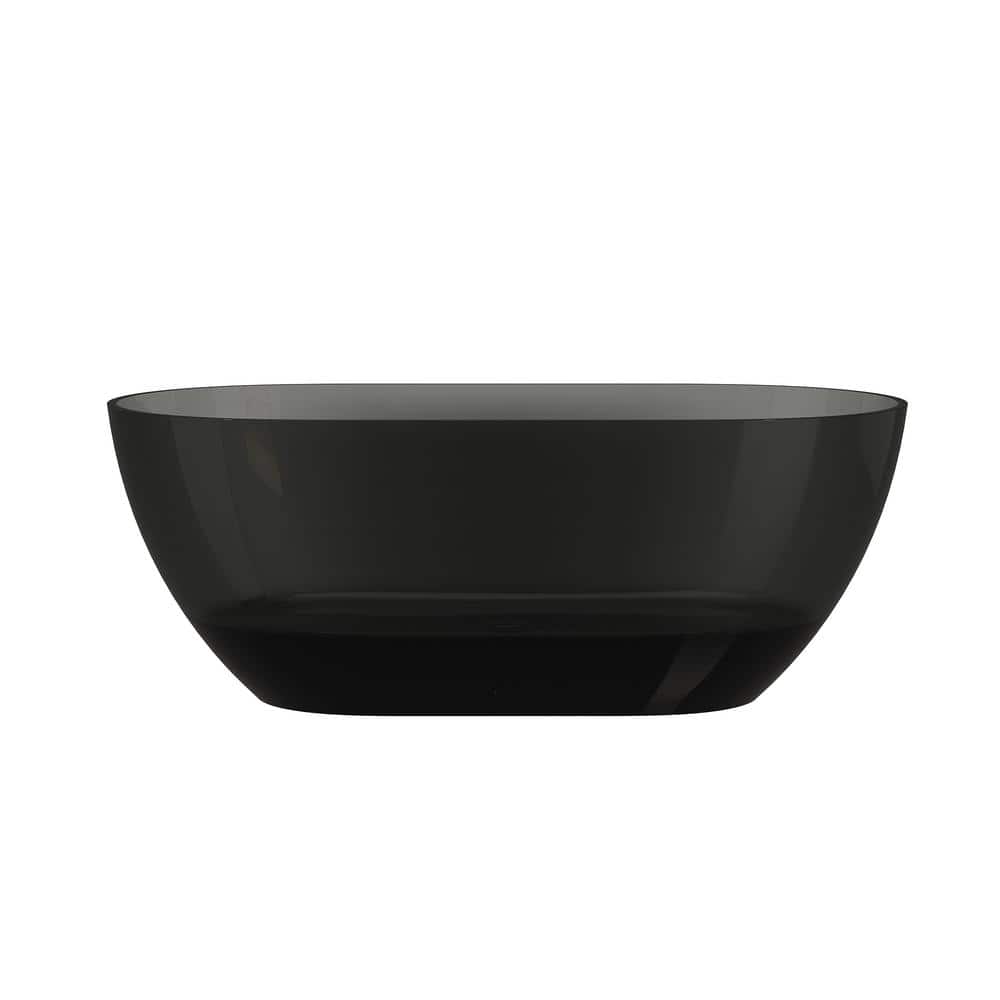CASAINC 59 in. x 30 in. Freestanding Soaking Resin Bathtub with Center ...