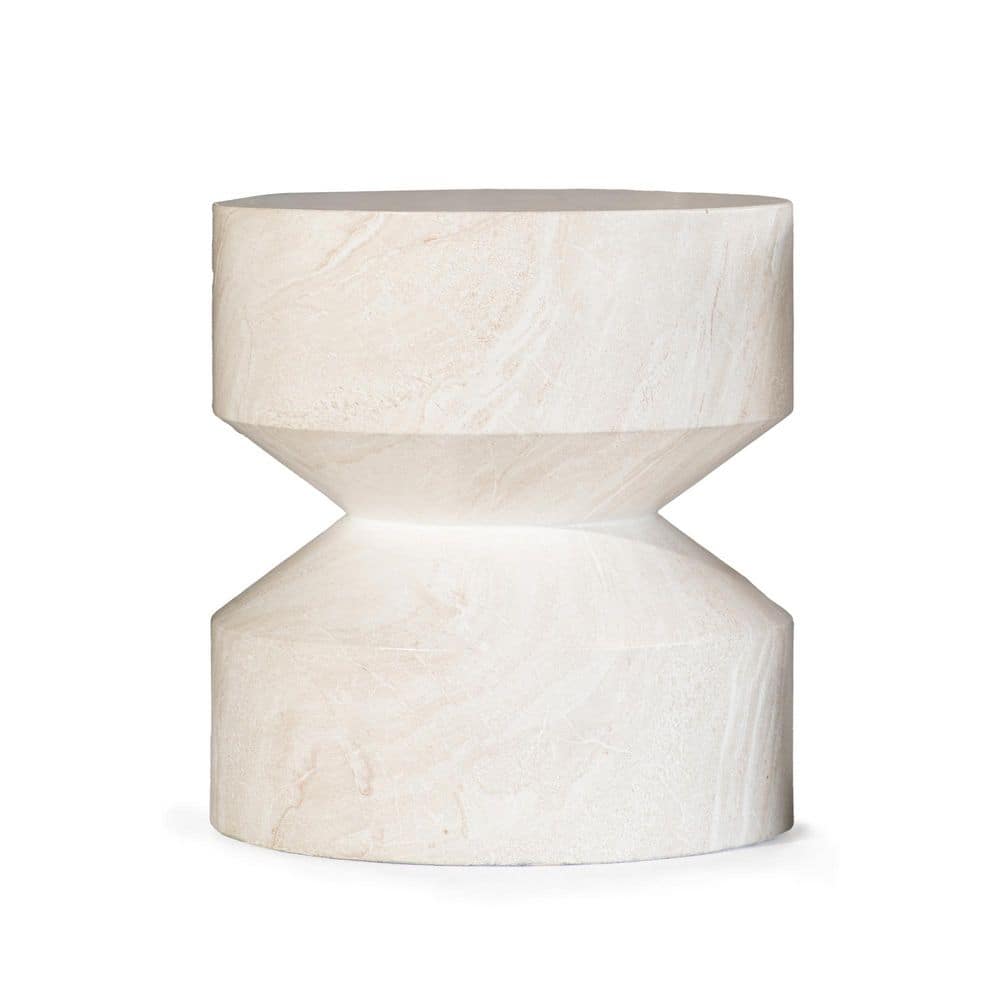 RST BRANDS Grover Faux Stone Hourglass Outdoor Side Table in White OP ...