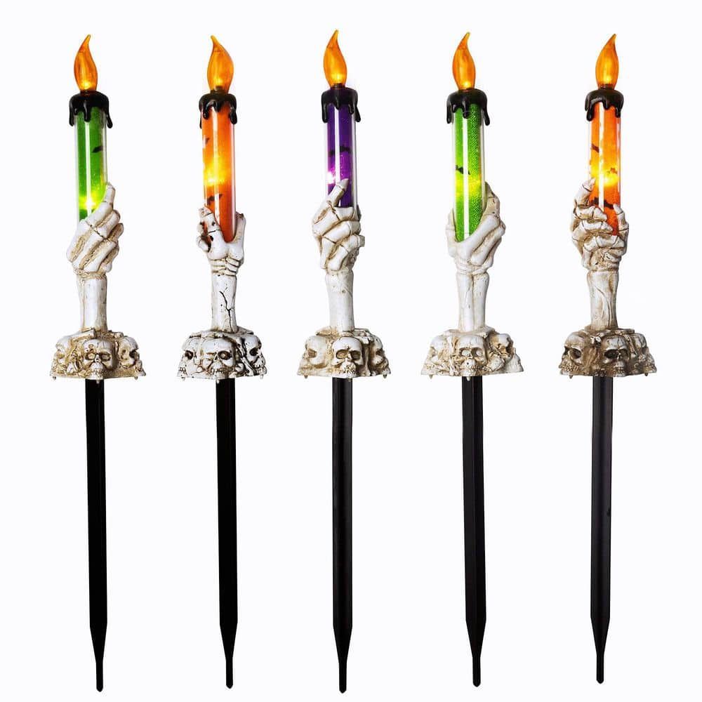 Augbeer Halloween Skeleton Hand Candle Stakes with LED Flames ...