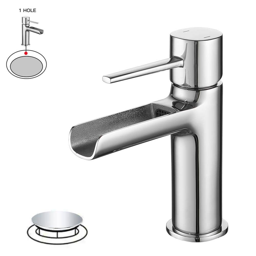 BWE Waterfall Single Handle Single Hole Modern Bathroom Faucet Bathroom ...