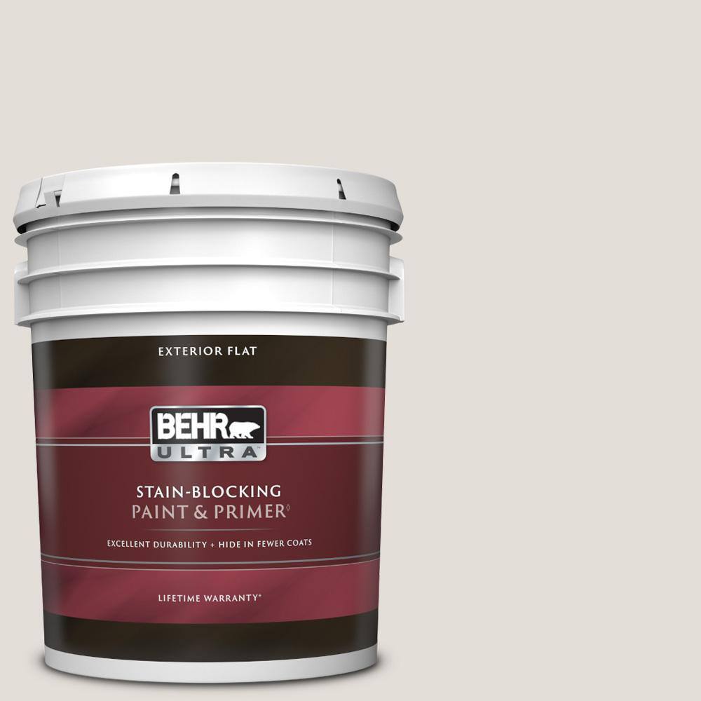 BEHR ULTRA 5 gal. #BWC-21 Poetic Light Flat Exterior Paint & Primer ...
