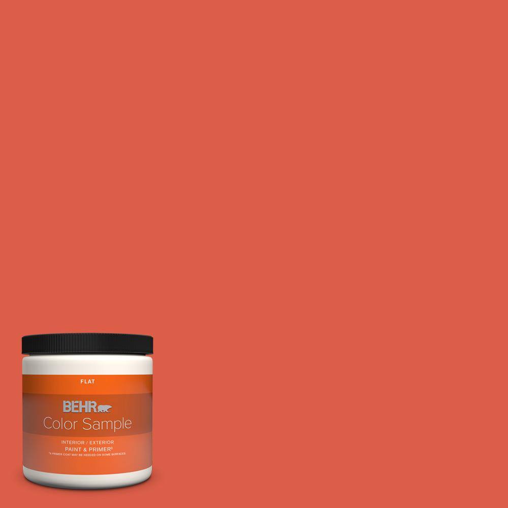 BEHR PREMIUM PLUS 8 oz. #P180-6 Pimento Flat Interior/Exterior Paint ...