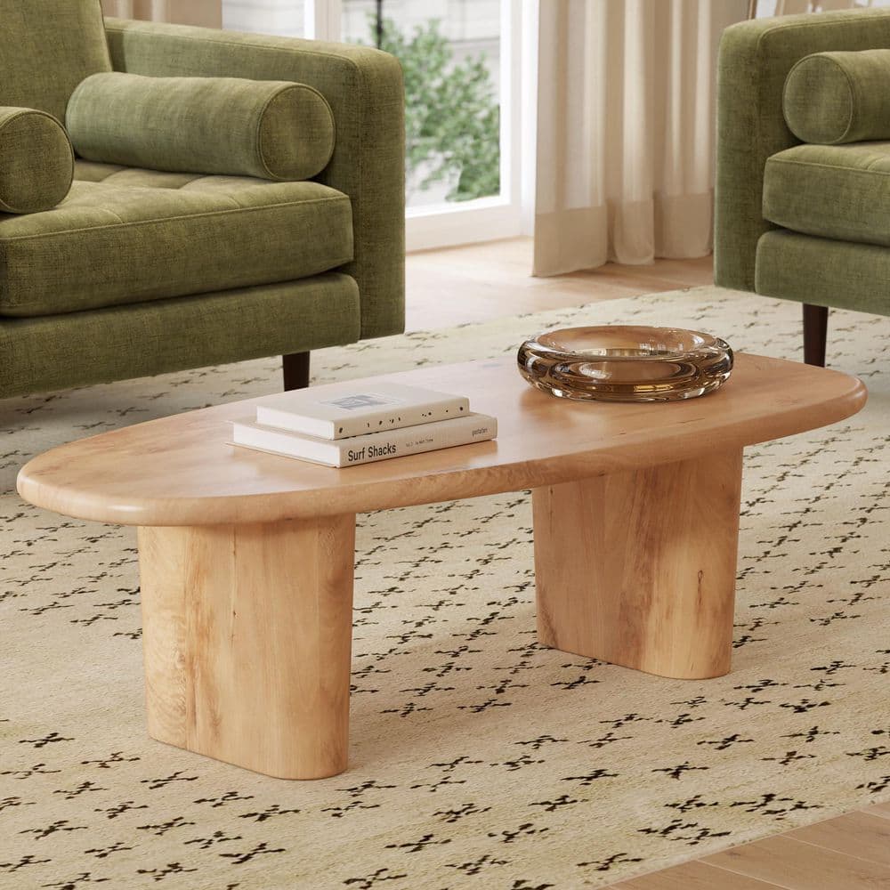 Poly and Bark Falun 24 in. Natural Oval Wood Coffee Table LR-B2581-NAT ...