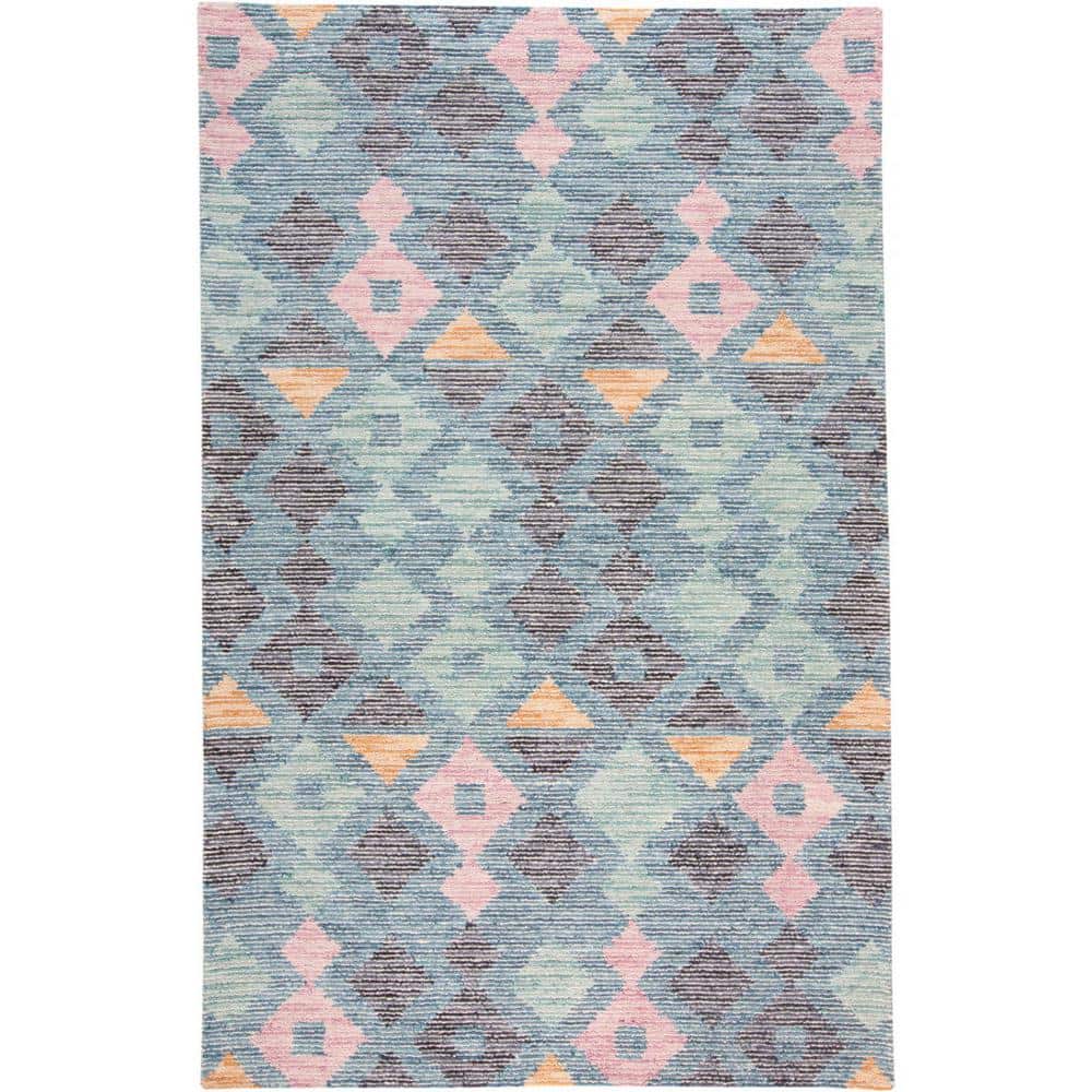 HomeRoots Gray Blue and Green 2 ft. x 3 ft. Geometric Area Rug ...