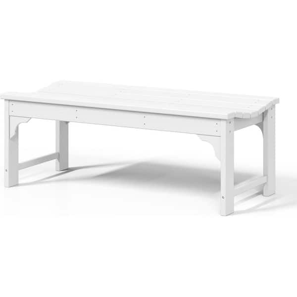 48 in. 2-Person White Plastic Outdoor Bench L09SDVRFMW - The Home Depot
