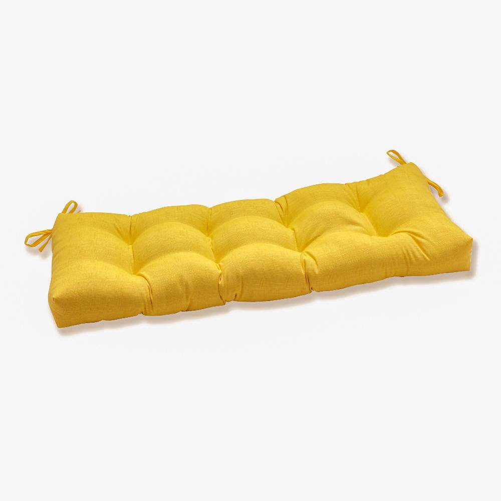 Pillow Perfect Solid Rectangular Outdoor Bench Cushion in Yellow 653112 - The Home Depot