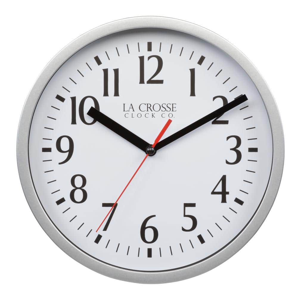 La Crosse Clock 8 in. Basics Quartz Analog Wall Clock - Silver 404 ...