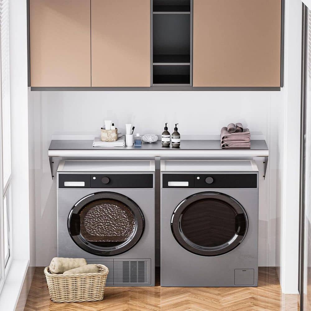 Tileon Stainless Steel Shelf 18 in. x 48 in. Wall Mounted Metal ...