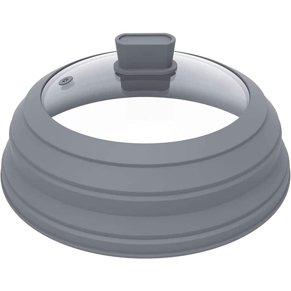 Wudkey 10.8 in. Light Grey Glass Microwave Splatter Guard Lid with ...