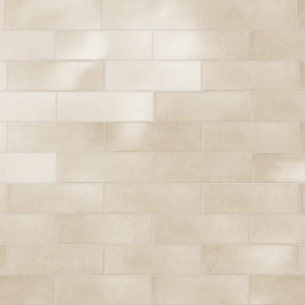 Merola Tile Coco Glossy Canvas Beige 2 in. x 5-7/8 in. Porcelain Wall ...