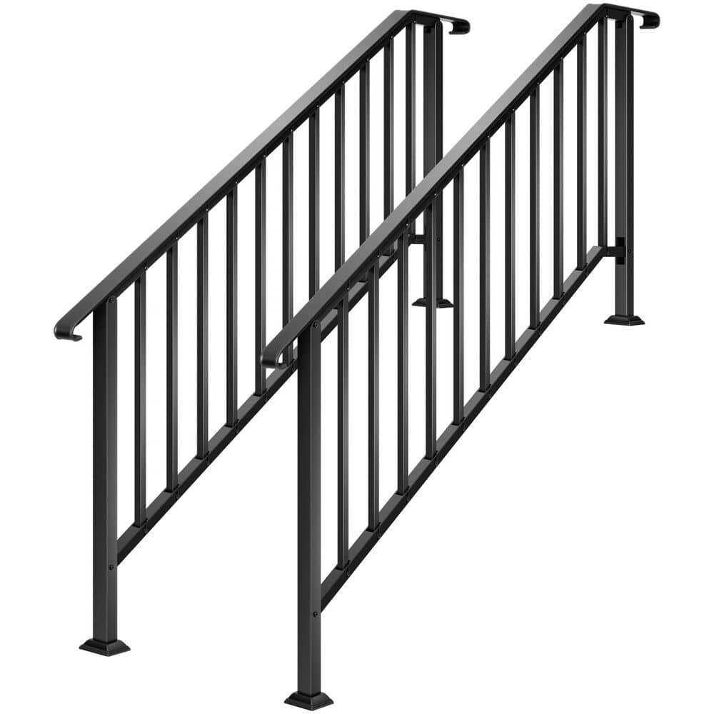 VIVOHOME 2-Pack 6-Step 36 in. H x 83 in. W Black Alloy Steel Stair ...