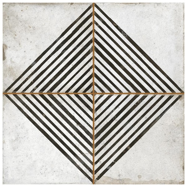Merola Tile Kings Rombos Nero 8-3/4 in. x 8-3/4 in. Ceramic Floor and ...