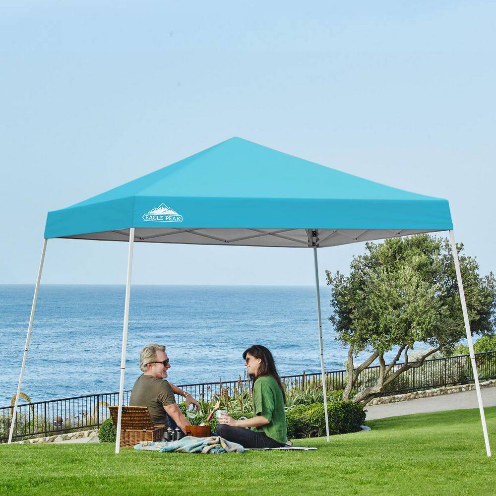 EAGLE PEAK 10 ft. W x 10 ft. D Slant Leg Pop-Up Canopy Tent E64EP-LBU ...
