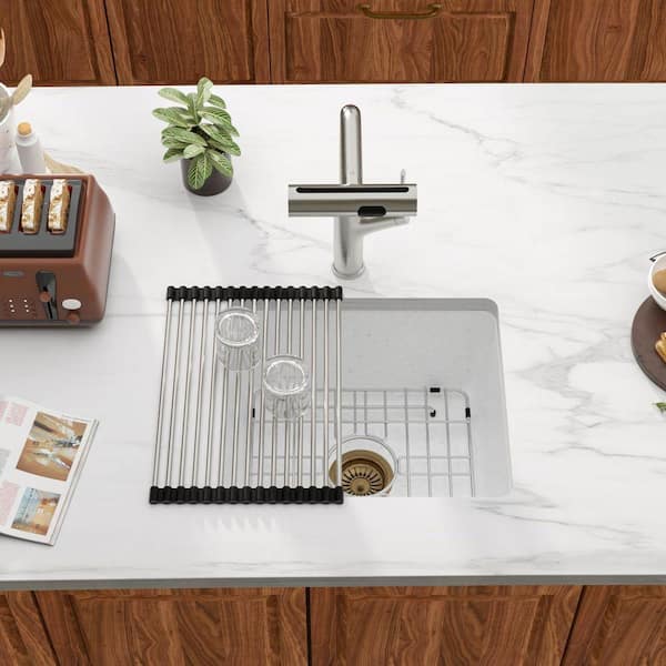 LORDEAR 15 in. Undermount Single Bowl Quartz/Granite Composite Kitchen ...