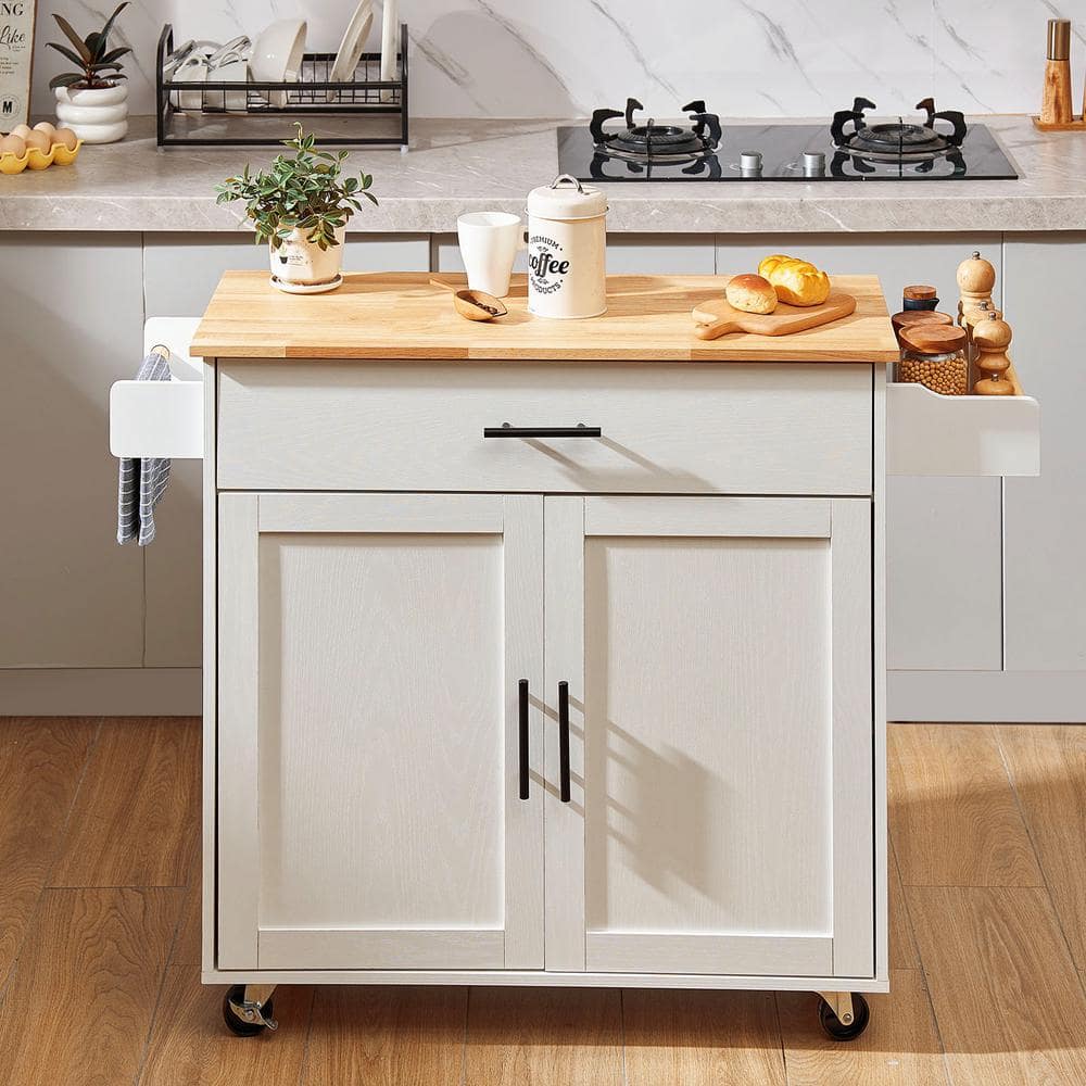 Have a question about VEVOR Kitchen Cart with Solid Natural Wood Top ...