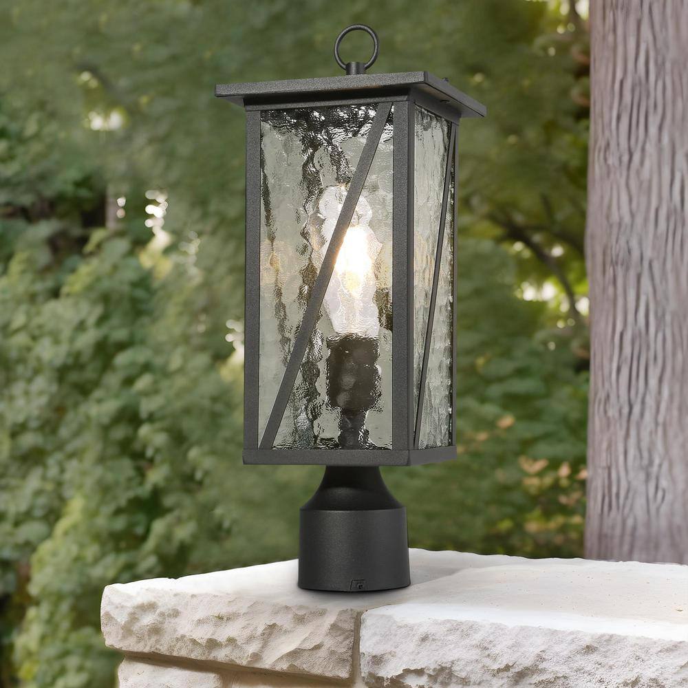 LNC Modern 16.5 in. 1-Light Metal Black Outdoor Weather Resistant Post ...