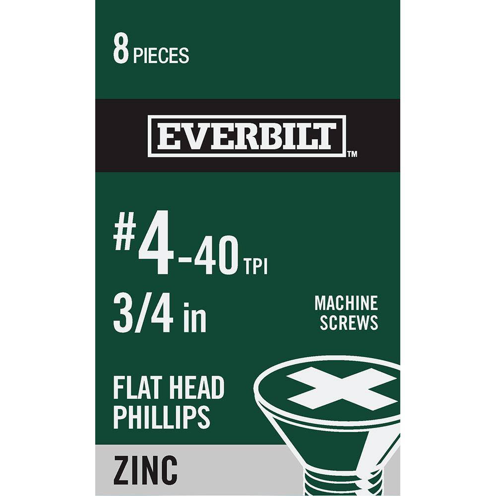 Everbilt 4 40 X 3 4 In Zinc Plated Phillips Flat Head Machine Screw
