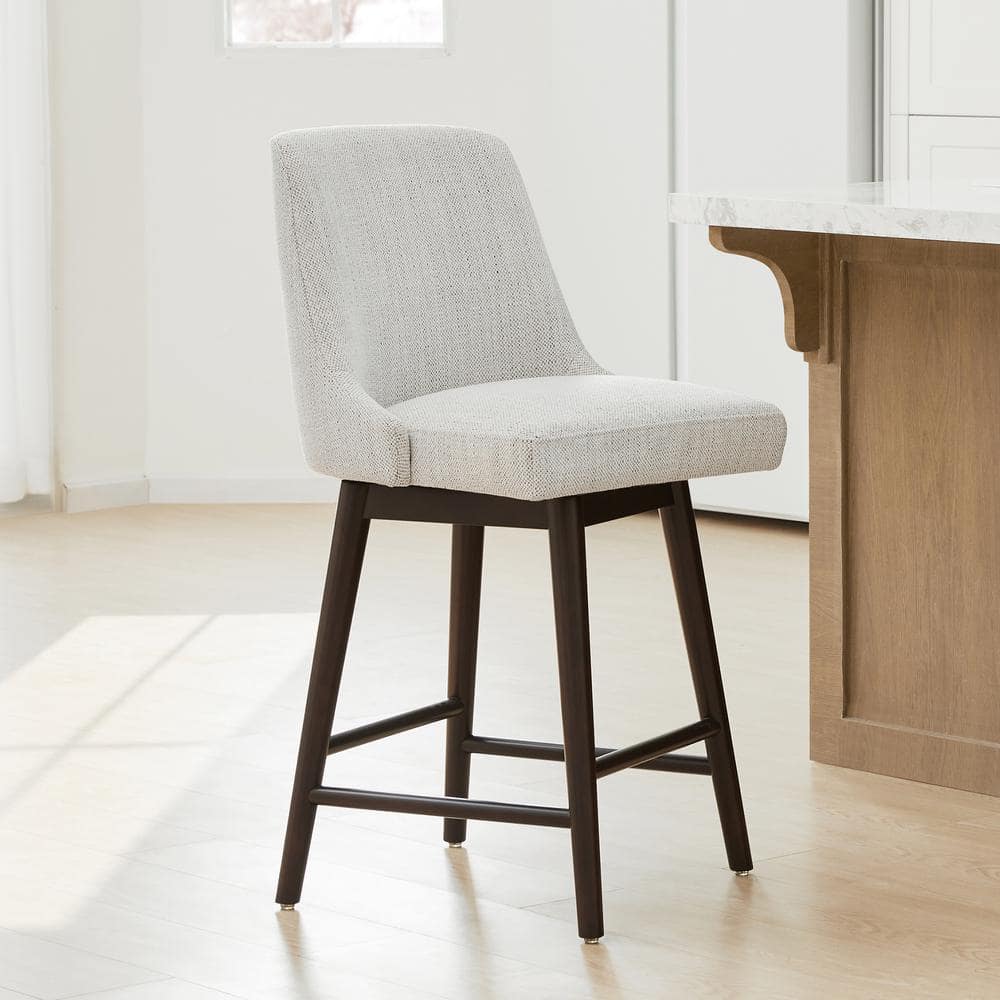 Spruce & Spring 26 in. Maisie Ivory High Back Wood Swivel Counter Stool ...