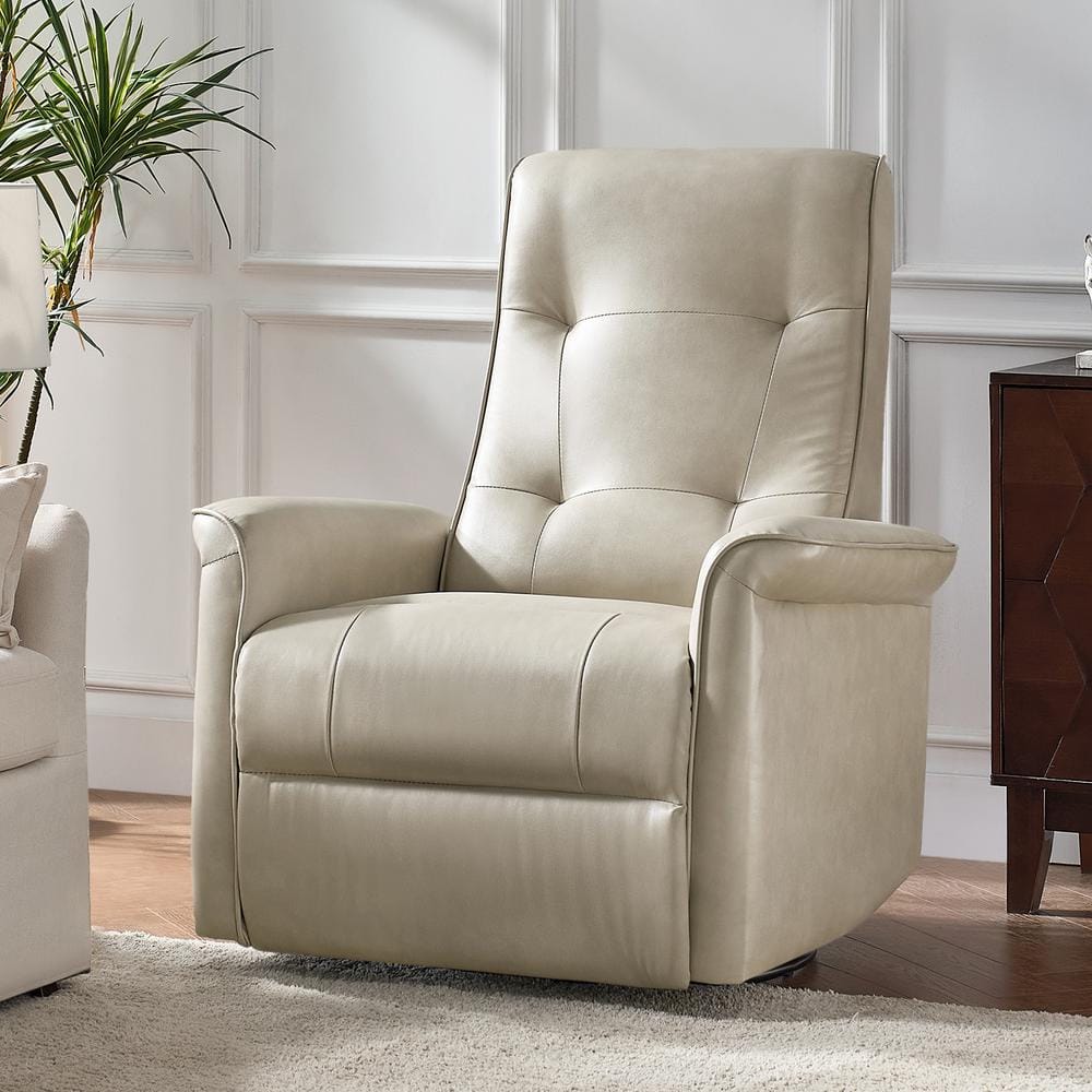 JAYDEN CREATION Urban Beige Vegan Leather Swivel Rocker Power Recliner ...