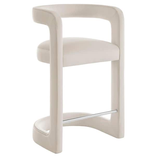 MODWAY Winslow Performance Velvet Counter Stool with Stainless Steel ...