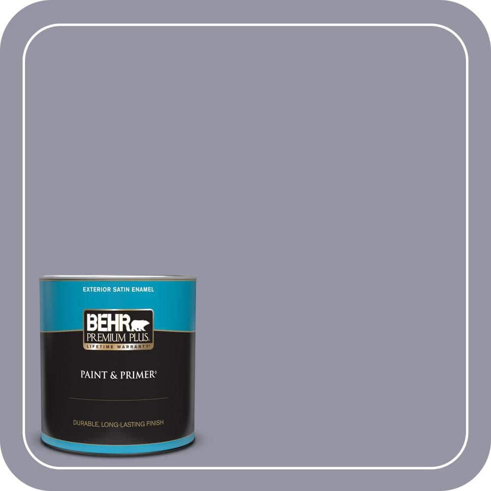 BEHR PREMIUM PLUS 1 qt. #640F-5 Ash Violet Satin Enamel Exterior Paint ...