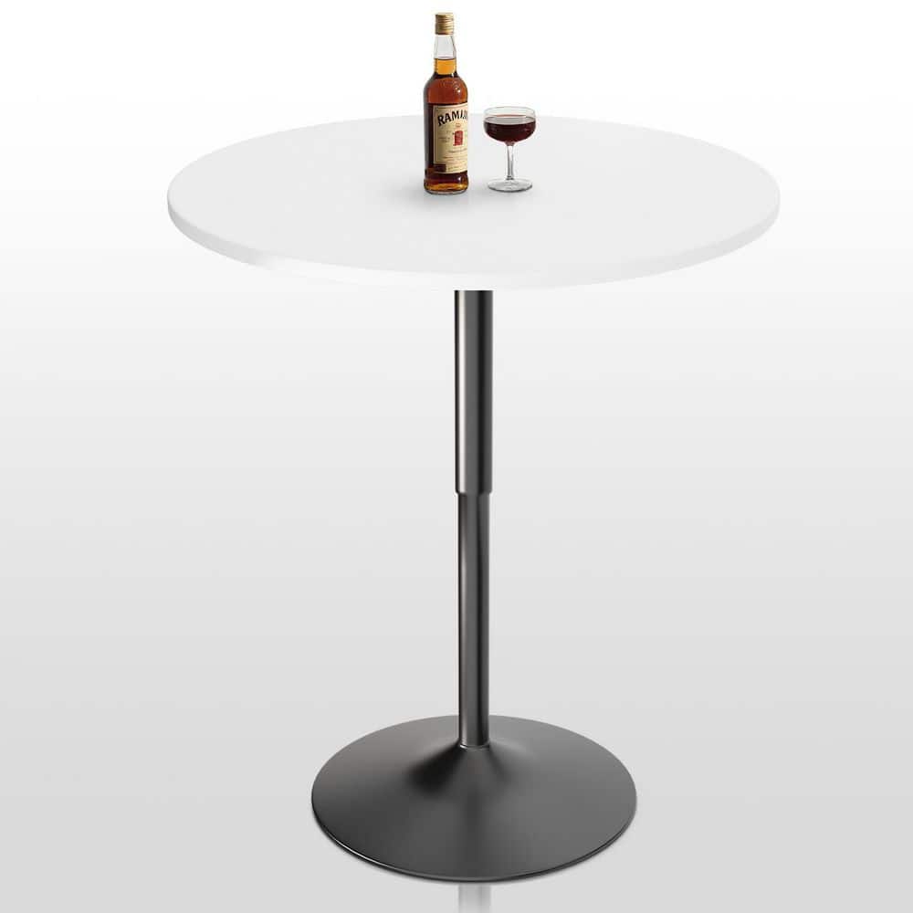 MoNiBloom White Round Wood Bar Height Outdoor Bistro Table with ...
